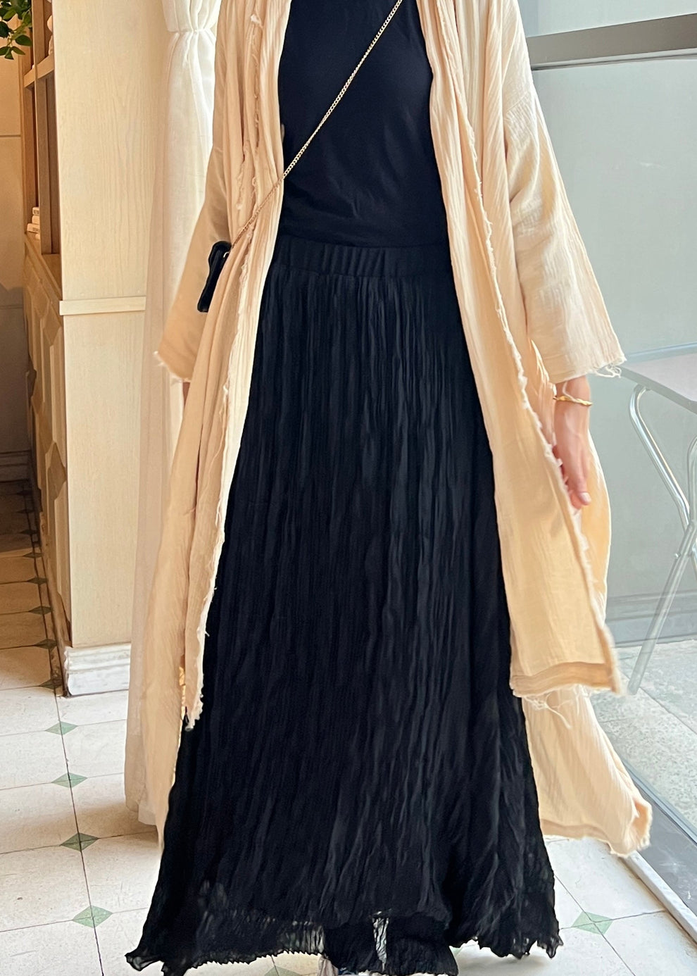 Crushed Chiffon Skirt In Black – Modesty Abaya